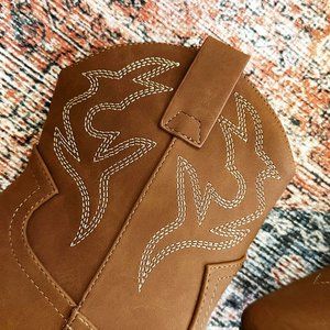 Soda | Shoes | Newcognac Tan Cowboy Cowgirl Western Ankle Boot Booties ...